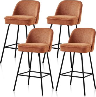 Ainpecca Barhocker mit R&uuml;ckenlehne Barstuhl aus Leinenstoff mit gepolsterter Sitzfl&auml;che & elastischem Schaumstoff Metallbeine mit Fu&szlig;st&uuml;tze f&uuml;r K&uuml;che Theke Ess