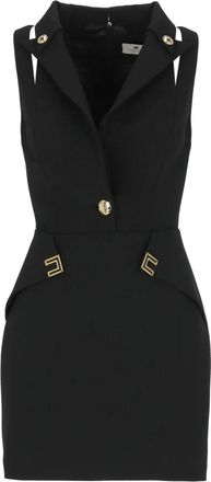 Elisabetta Franchi Femme, Robes, Noir, Taille: 40 FR Mini-robe Double &Eacute;paisseur Stretch avec Logo