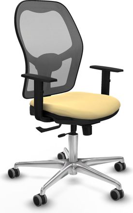 Piqueras y Crespo Computerstuhl mit 1D-Armen, h&ouml;henverstellbare Lendenwirbelst&uuml;tze, ausgestattet mit Syncro/Traslack und injiziertem Schaumstoff, Grau/Cremefarben