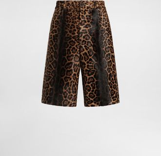 Dolce & Gabbana Leopard-print Calfskin Trousers - Mann Hosen Und Shorts Mehrfarbig 50