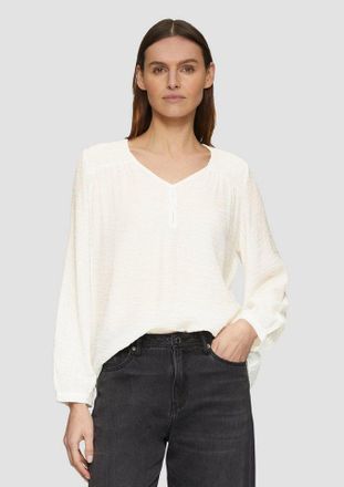 s.Oliver Langarmbluse Bluse Strukturierte Bluse aus Viskosemix mit Smok-Details