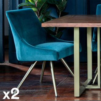 Pier Import Pier Import - Chaise velours bleu lagon (lot de 2) hobart