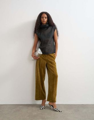 Topshop Kombiteil-Samthose in Gr&uuml;n