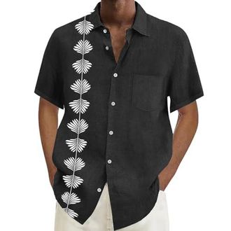 Generic Chemise d&eacute;t&eacute; pour homme, chemise de plage imprim&eacute;e tendance, chemise boutonn&eacute;e, coupe ample, manches courtes, col &agrave; revers, chemisier d&eacute;contract&eacute;, dou