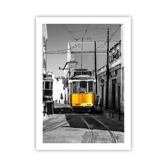Arttor Wandposter Art Prints 50x70cm Poster ohne Rahmen Stra&szlig;enbahn Portugal Lissabon K&uuml;che Wanddeko Bild Wand Kunstdruck Deko Wandbilder Dekoration Wohnzimm