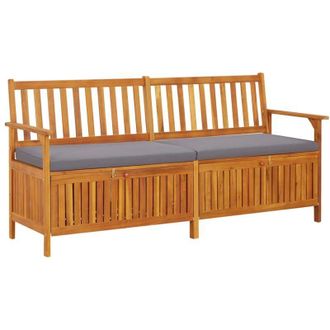 vidaXL Vidaxl - Banc de rangement avec coussin 170 cm Bois dacacia solide