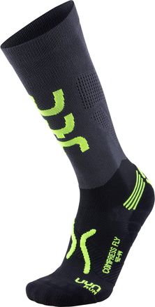 UYN Herren Run Compression Fly Socke, Anthracite/Yellow Fluo, 41 EU