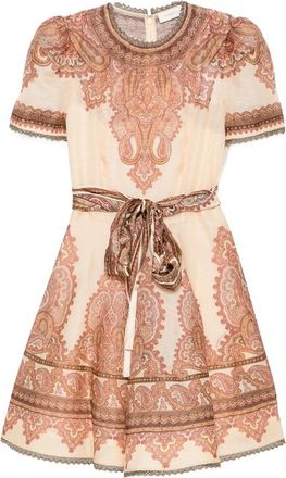 Zimmermann Paisley-print Belted Mini Dress