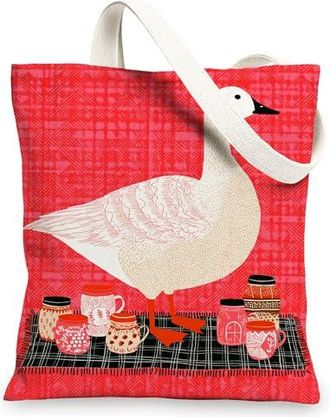 Generic Sacs fourre-tout artistiques en toile, sacs à provisions réutilisables, sacs à provisions modernes, chics, légers, lavables à bandoulière, Rouge, 13x1