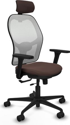 Piqueras y Crespo Ergonomischer Computerstuhl mit 3D-Armen, h&ouml;henverstellbarer Lendenwirbelst&uuml;tze und h&ouml;henverstellbarem Kopfteil, Wei&szlig;/Dunkelbraun