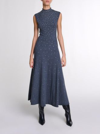 Maje Langes Strickleid Mit Strass - Grau - Gr&ouml;&szlig;e 38 - Maje