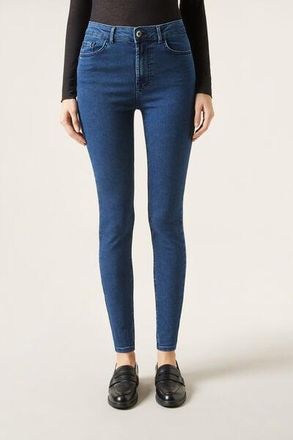 Calzedonia Skinny Push-up-jeans Aus Soft-touch-gewebe Mit Hohem Bund Blau