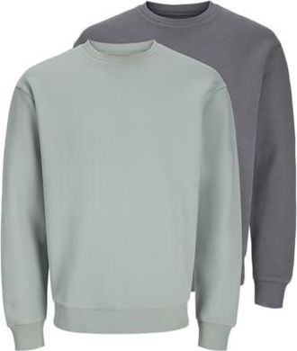 Jack & Jones Jjebradley Sweat Crew 2Pk MP, Iceberg Green, S (Lot de 2) Homme