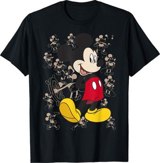 Disney Mickey Mouse Many Mickeys Background Graphic T-Shirt T-Shirt