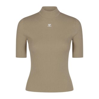 Courr&egrave;ges Femme, Tops, Beige, Taille: 40 FR Reedition Knit SS Jumper