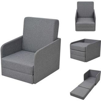 vidaXL Schlafsessel Ausziehbar Hellgrau Stoff - Ausziehsessel - Schlafsofa - G&auml;stebett - Wohnzimmersessel - Holzsessel