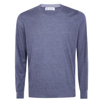 Brunello Cucinelli Round-Neck Strickwaren - - Knitwear - Herren - Blau - 3XL