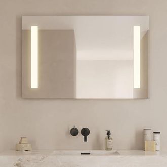 Loevschall Godhavn Badspiegel mit Beleuchtung, 100x65 cm, LED-Badezimmerspiegel mit Front- und Hintergrundbeleuchtung, Lichtqualität CRI 95 für Natürliche Farben