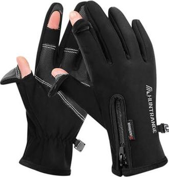 Generic Gants de ski dhiver unisexes compatibles avec &eacute;cran tactile, design sans doigts, coupe-vent, doublure polaire avec fermeture &eacute;clair, chauds et isol&eacute;s,