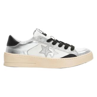 2Star Wei&szlig;e Ledersneaker mit Stern und silbernen und schwarzen Details - - Shoes - Damen - Grau - 40 EU