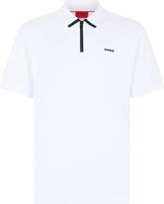 HUGO BOSS Polohemd aus Baumwolle mit Rei&szlig;verschluss - - Tops - Herren - Wei&szlig; - 2XL