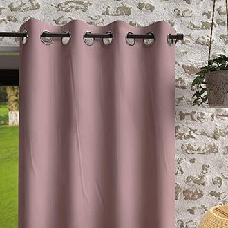 Soleil d'Ocre Bohème Rideaux Oeillets, Microfibre lavé, Vieux Rose, 140x180 cm