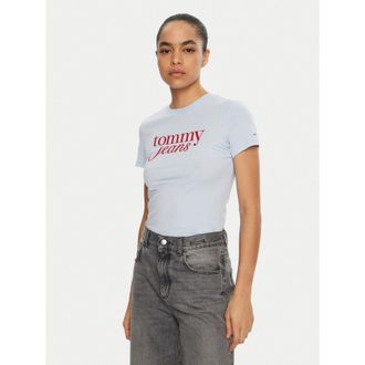 Tommy Jeans T-Shirt Essential DW0DW19447 Himmelblau Slim Fit