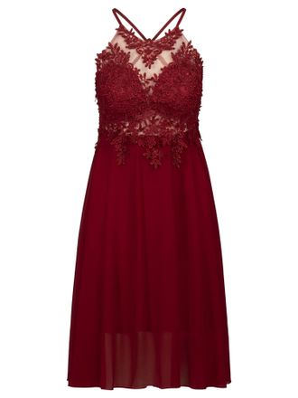 Apart Fashion Cocktailkleid aus Chiffon, Mesh und Spitze, Bordeaux, M