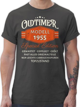 Shirtracer T-Shirt Herren - Oldtimer Modell 1955 Special Edition I Geschenk 70. Geburtstag I Siebzigster - XL - Dunkelgrau - Tshirt 70 Jahre 70.Geburtstag 1953 S