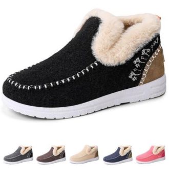 Generic Bottes orthop&eacute;diques confortables en polaire &agrave; enfiler, pour homme et femme, chaussures plates avec doublure en peluche, confortables, chaudes et anti