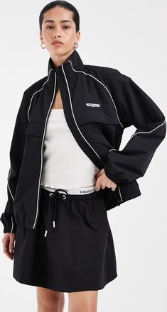 Tommy Jeans Veste densemble de surv&ecirc;tement &agrave; liser&eacute;s - Noir