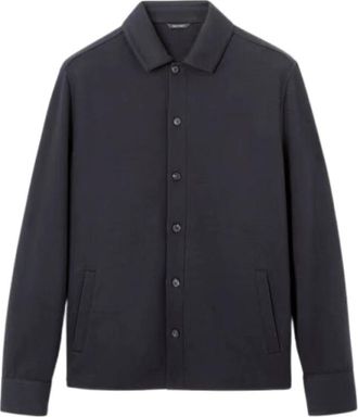 Loro Piana Homme, Vestes, Bleu, Taille: XL Overshirt Bleu avec Boutons en Corne