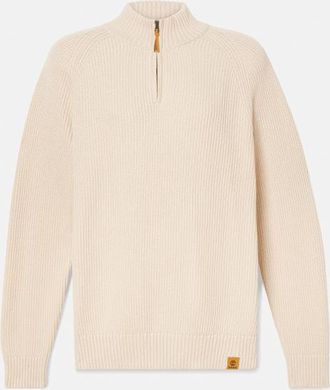 Timberland Strukturierter Williams River Pullover mit 1/4-Rei&szlig;verschluss f&uuml;r Herren in Beige, Herren, Beige, Gr&ouml;&szlig;e