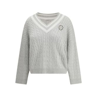 Brunello Cucinelli Femme, Pulls, Blanc, Taille: 42 FR Pull en V
