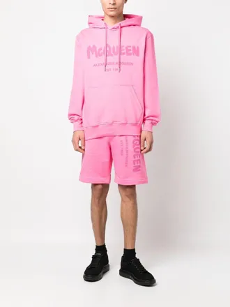 Alexander McQueen Logo-Print Cotton Shorts - Pink
