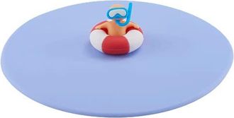 Lurch 210886 Mein Deckel Beach Kids Roland Ring, Glasabdeckung aus BPA-freiem Premium-Platin-Silikon, Ø 10,5cm, Blau