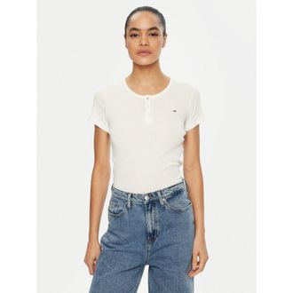 Tommy Jeans T-Shirt DW0DW19502 Wei&szlig; Slim Fit