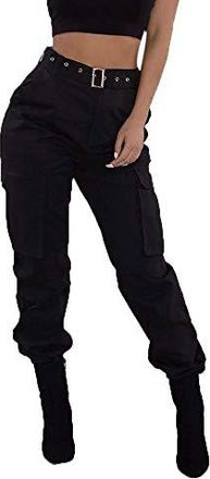 Onsoyours Pantalon De Jogging Femmes Pantalons De Survêtement Long en Coton pour Jogging Running Fitness Pantalon De Training B Noir S