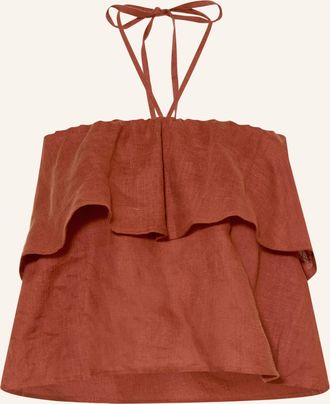Drykorn Drykorn Leinentop Rivana Mit Volants braun