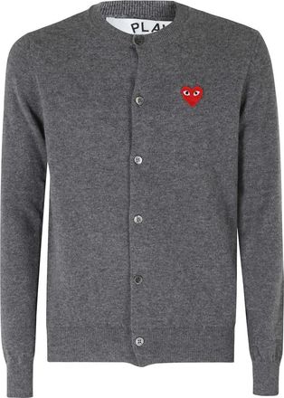 Comme Des Gar&ccedil;ons Homme, Pulls, Gris, Taille: M Cardigan Ras du Cou Embl&egrave;me Rouge