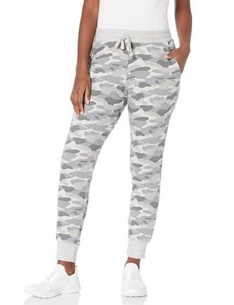 Amazon Essentials Pantalon De Jogging &Agrave; Revers En Polaire (disponible En Grande Taille) Femme, Gris Clair Camouflage, L