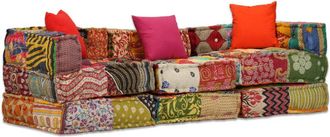 vidaXL Pouf modulaire &agrave; 3 places Patchwork Tissu Vidaxl