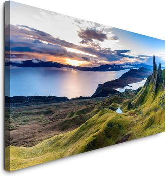 Paul Sinus Art GmbH Schottland Panorama 120x 50cm Panorama Leinwand Bild XXL Format Wandbilder Wohnzimmer Wohnung Deko Kunstdrucke
