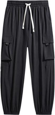 Generic Pantalon de jogging pour homme - Pantalon de loisirs - Pantalon de travail - Jambe droite - Pantalon d&eacute;t&eacute; unisexe, Noir, XXL