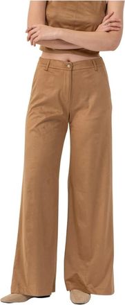 Kocca Femme, Pantalons, Brun, Taille: 38 FR Pantaloni larghi a vita alta