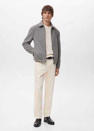 Mango Texturiertes Sweatshirt mit Rei&szlig;verschluss hellgrau meliert - Herren - XS - MANGO MAN