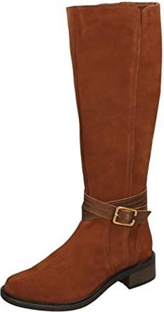Clarks Femme Maye Shine Bottes Tendance, Dark Tan Suede, 42.5 EU