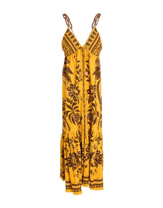 Farm Rio GOLDEN OASIS YELLOW SLEEVELESS MAXI DRESS