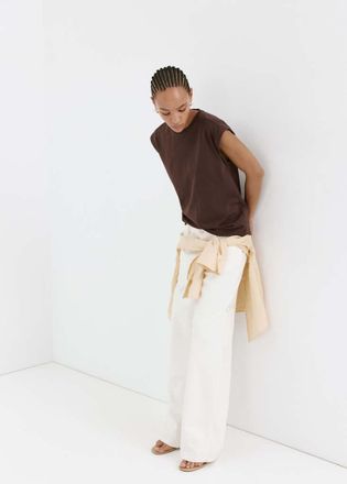 Mango Kurz&auml;rmliges Baumwoll-T-Shirt braun - Damen - XXS - MANGO