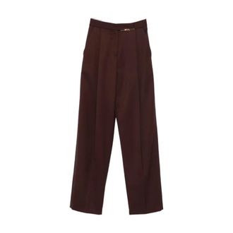 Elisabetta Franchi Cool Wool Hose mit Schmuckplakette - - Trousers - Damen - Braun - L